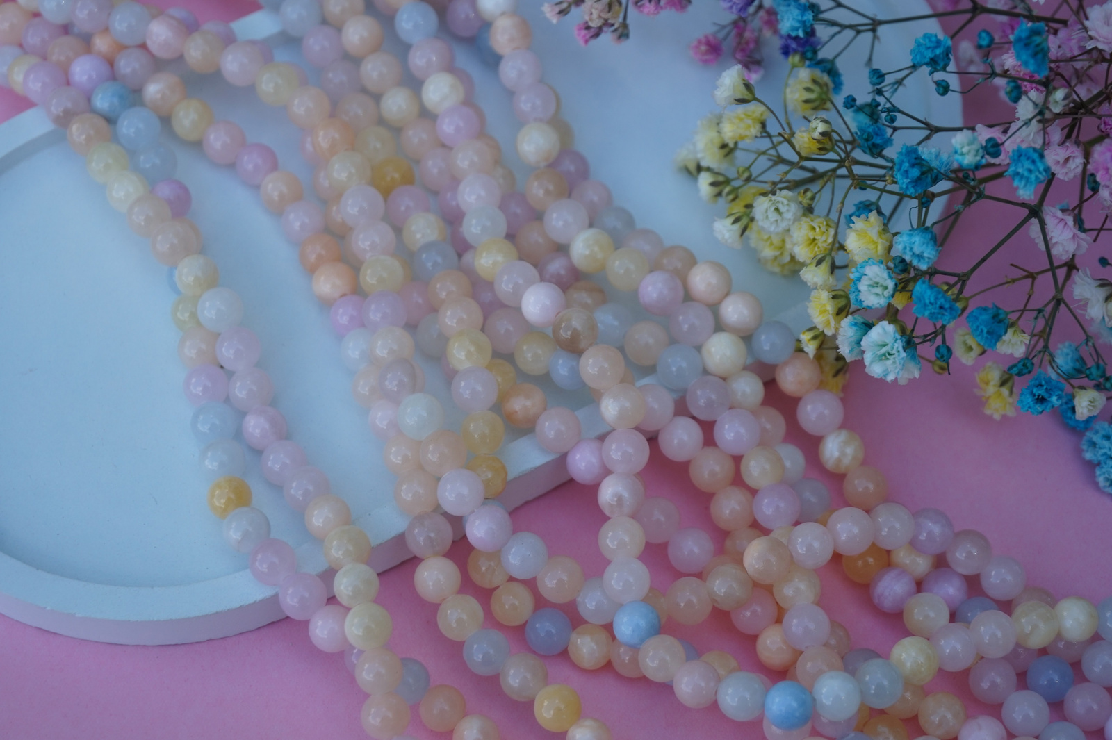 Chalcedon multikolor – sznur kamieni naturalnych do biżuterii handmade ...