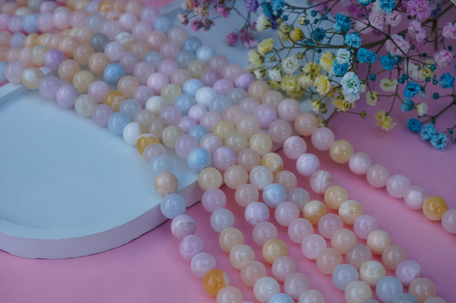 Chalcedon multikolor – sznur kamieni naturalnych do biżuterii handmade ...