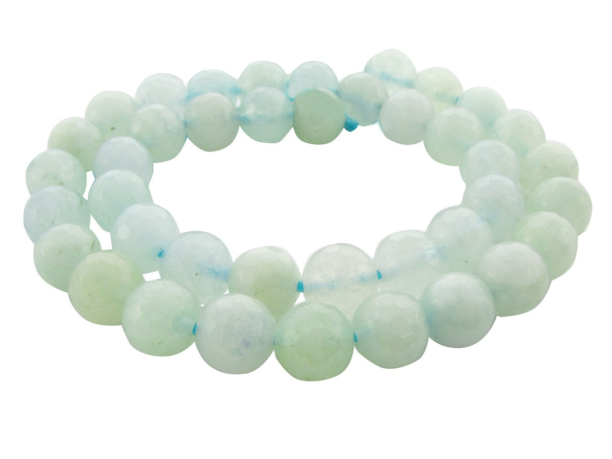 Agat barwiony, kula fasetowana 7-8mm / akwamaryna / otwór 1.6mm / 45szt ...