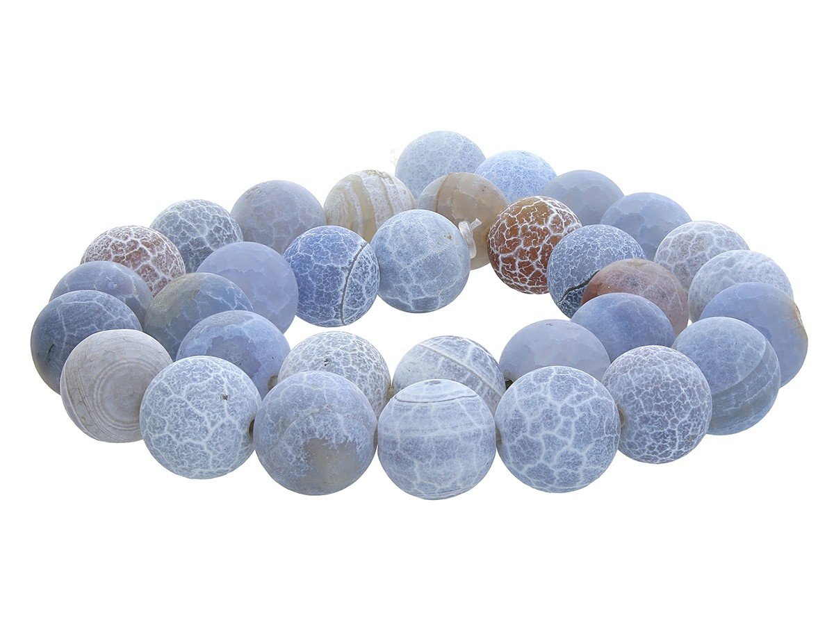 Agat trawiony / kula / 12mm / szaroniebieski, beżowy / 32szt