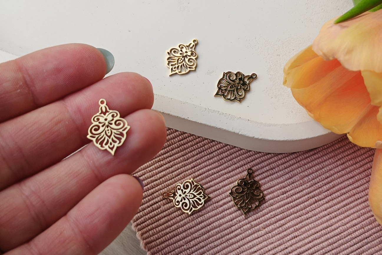 Filigran / zawieszka / stal chirurgiczna / 16x12mm / złoty / 1szt / 6 ...