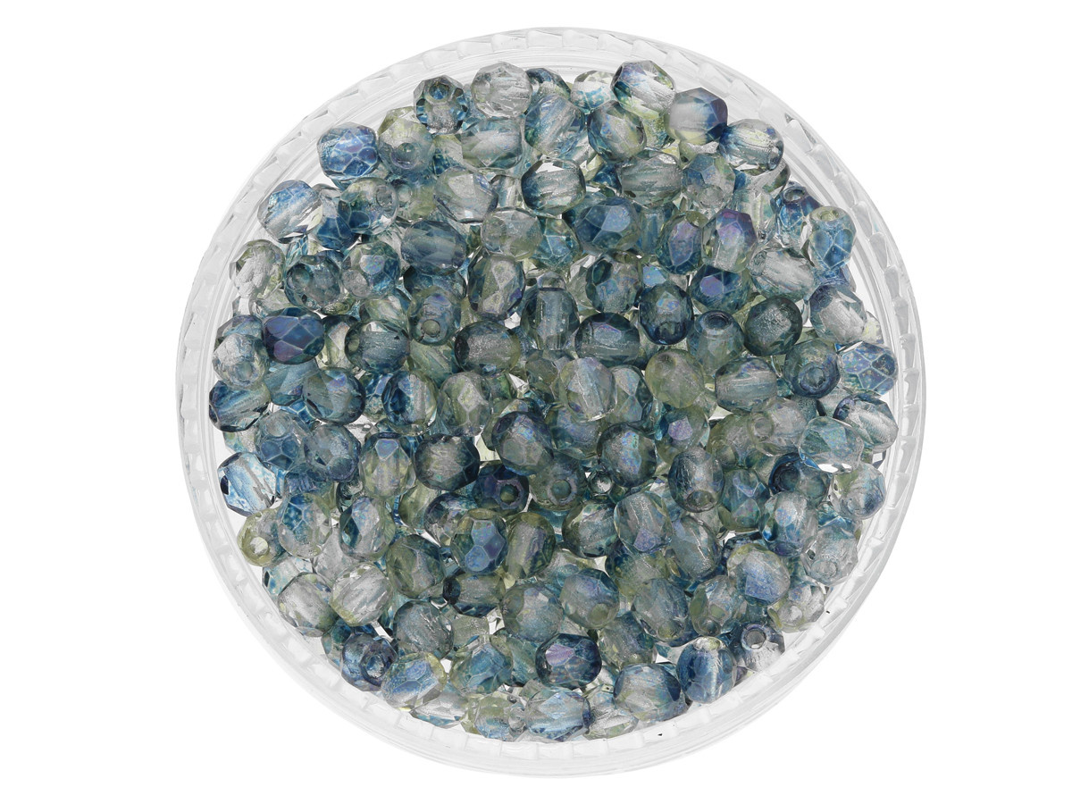 Firepolish™ / 3mm / Luster Blue / Crystal / 40szt