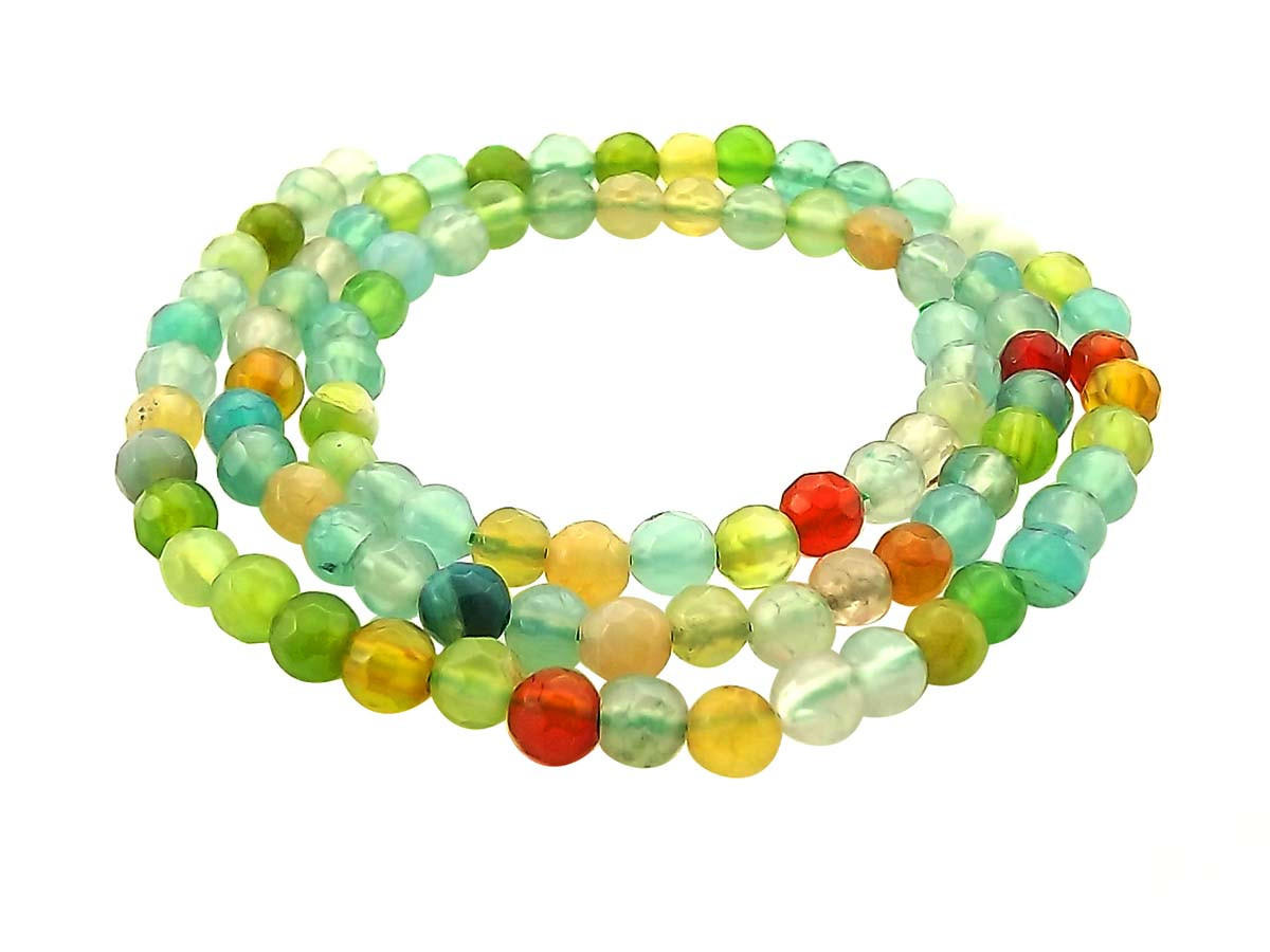 Kamień naturalny, agat, fasetowany / turkusowy / kula / 6mm / otwór 0 ...